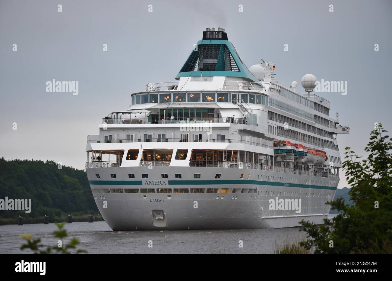 Cruise ship Amera sailing in the Kiel Canal, Schleswig-Holstein ...