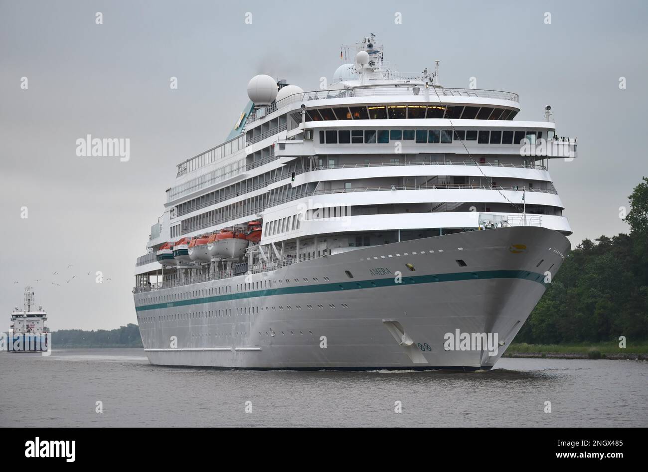 Cruise ship Amera sailing in the Kiel Canal, Schleswig-Holstein ...