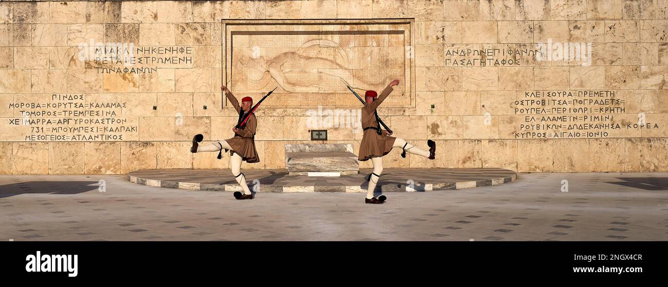 Athens Greece. Changing of the guard in Syntagma square in front of the ...