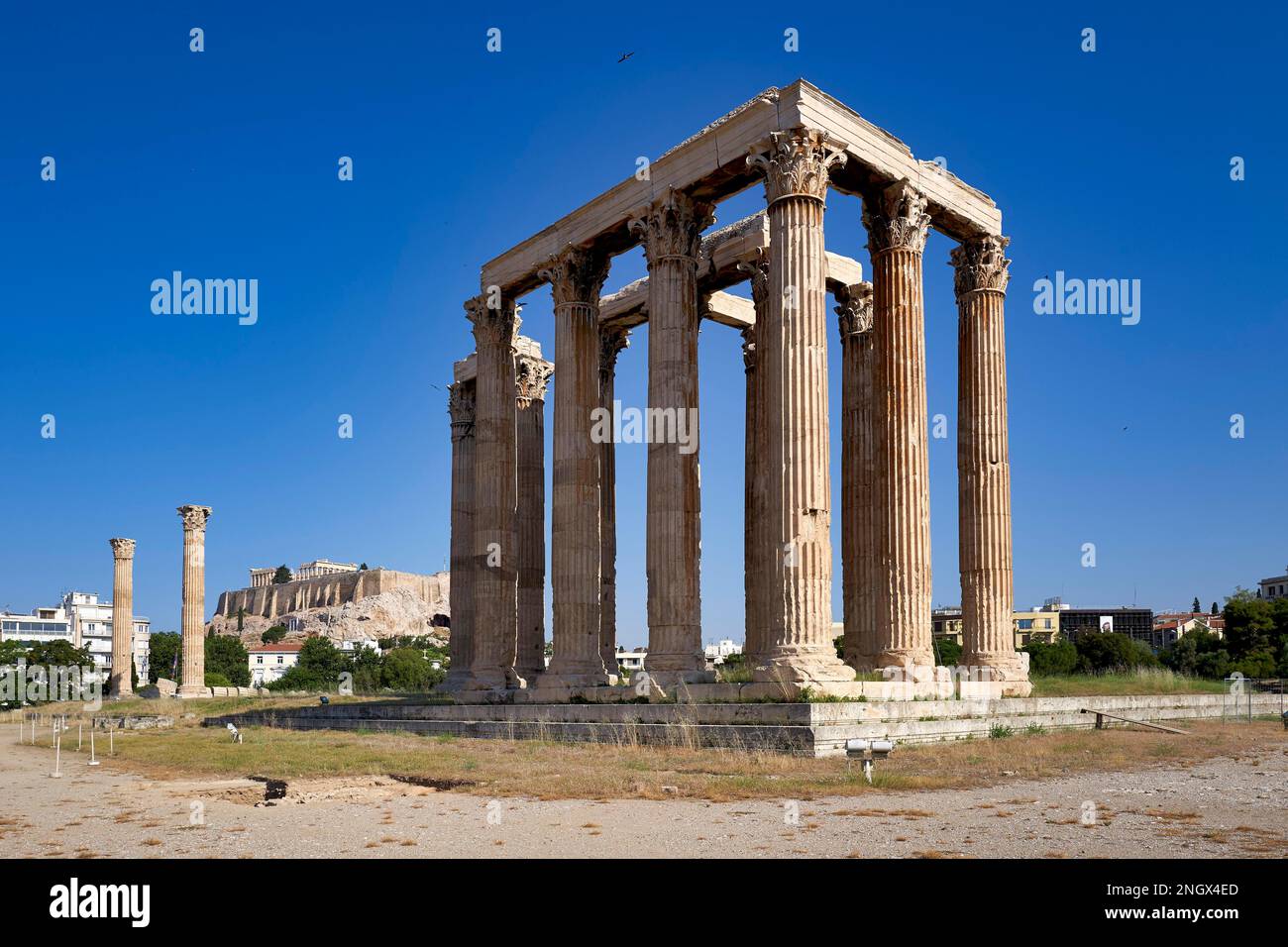 Athens Greece.The Temple of Olympian Zeus. The Acropolis and the ...