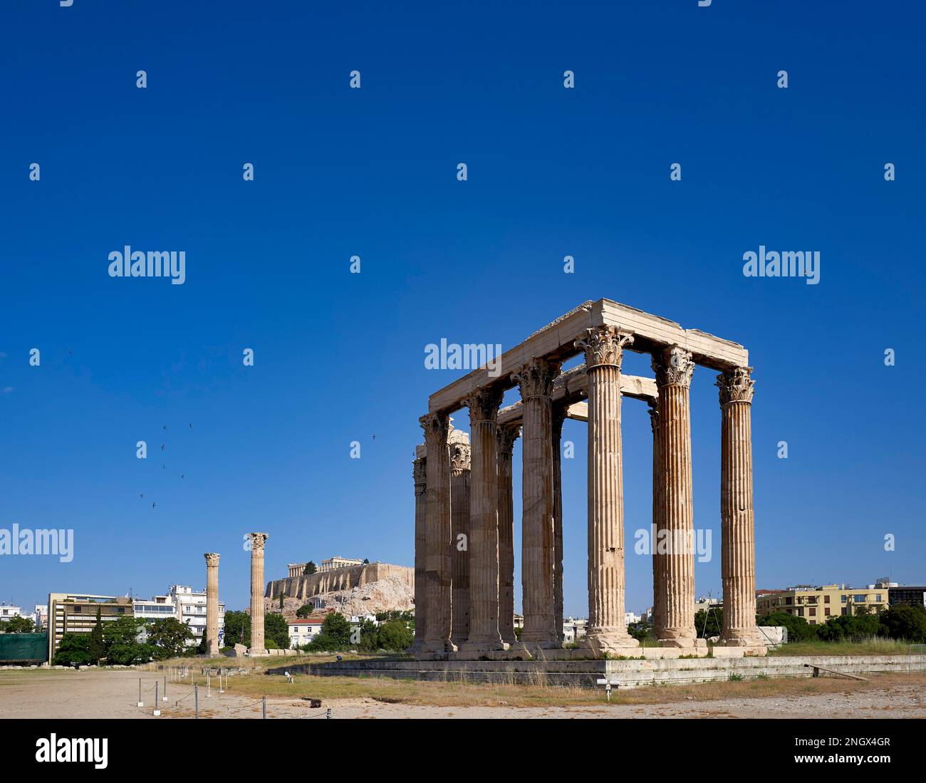 Athens Greece.The Temple of Olympian Zeus. The Acropolis and the ...