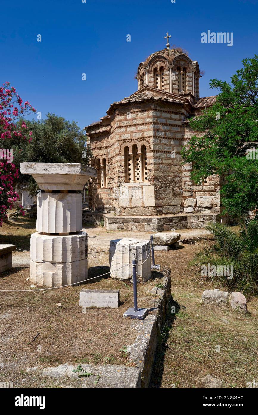 Athens Greece. The tiny old Church of the Holy Apostles at the Ancient ...