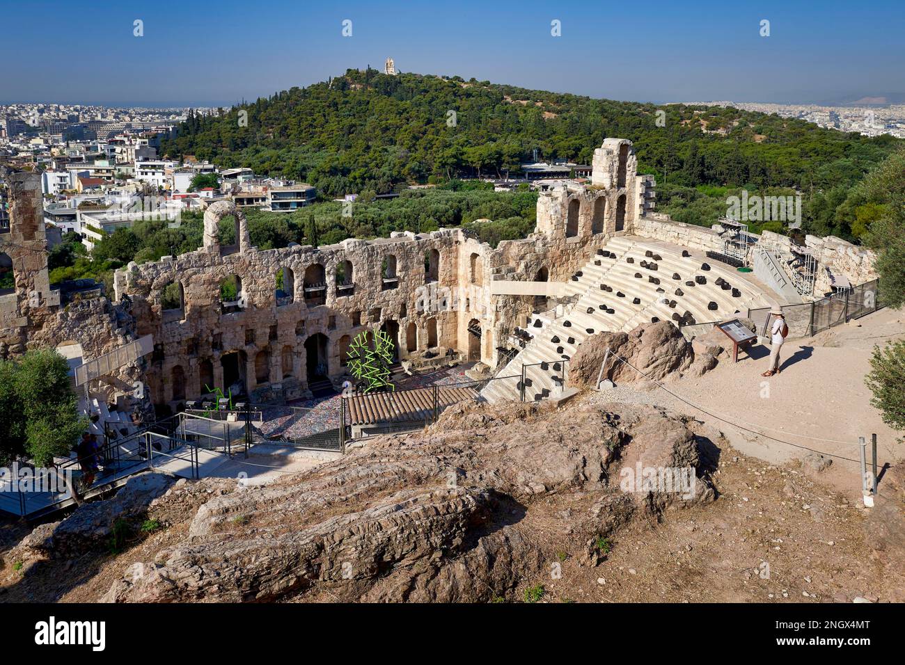 Athens Greece. From the Acropolis view over the city and the Odeon of ...