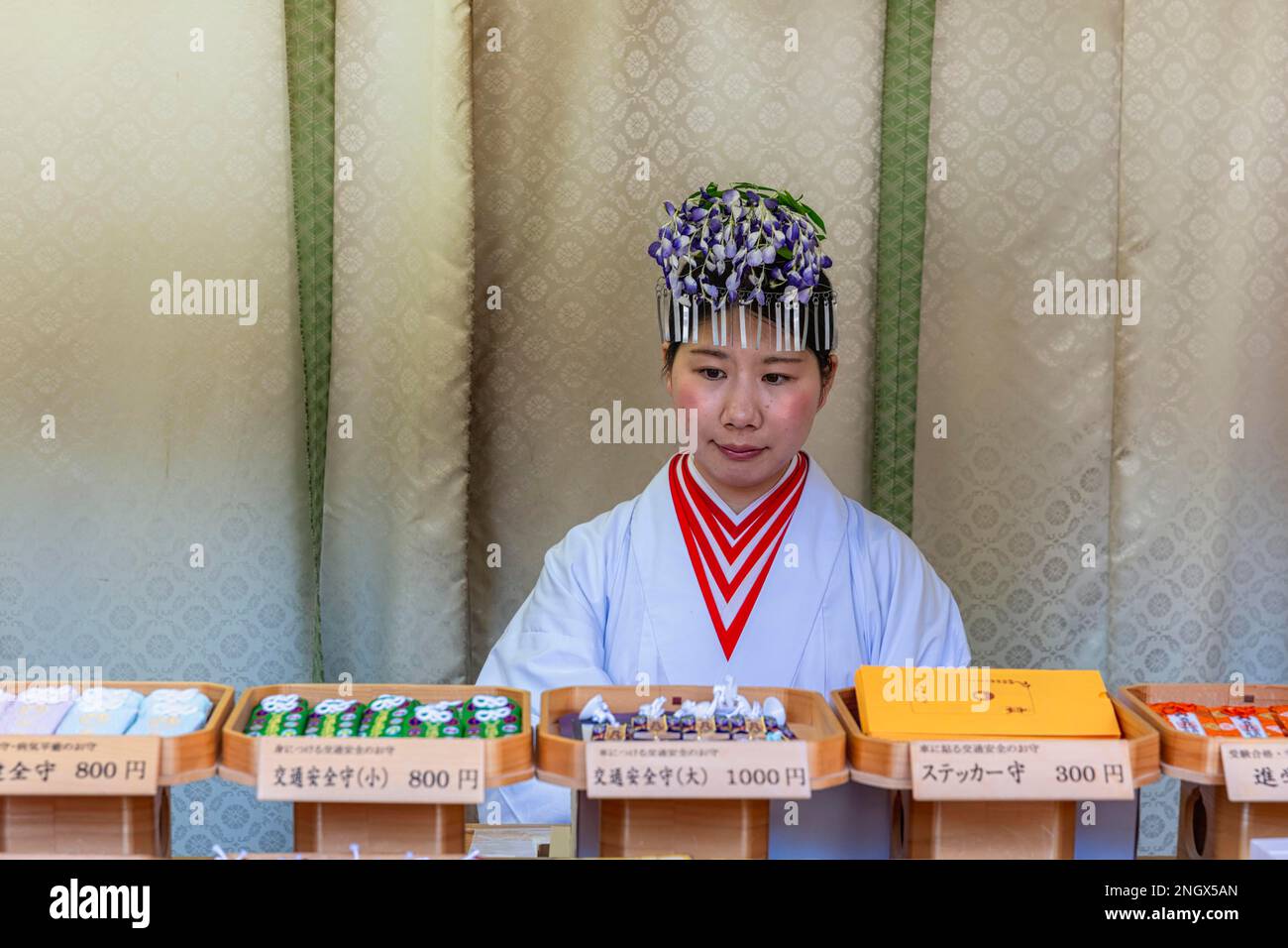 Nara Japan. Selling religious items at Yakushi-ji temple Stock Photo ...