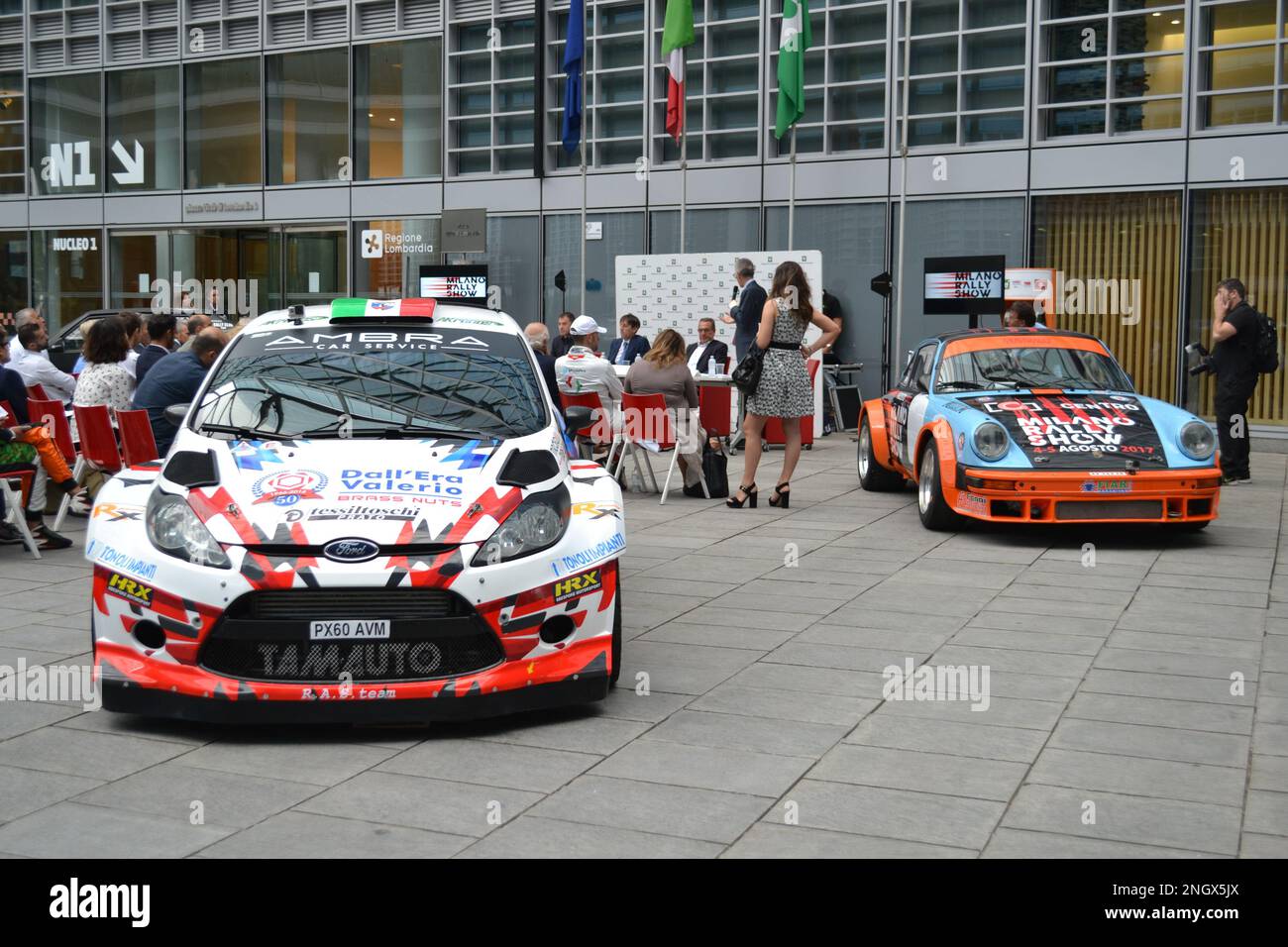 Exhibition of rally cars at the headquarters of the Lombardy region ...