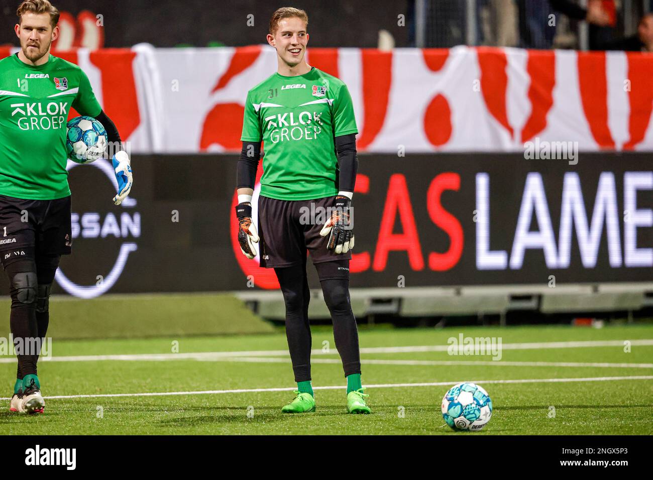 ROTTERDAM, NETHERLANDS - FEBRUARY 19: Goalkeeper Rijk Janse of NEC ...