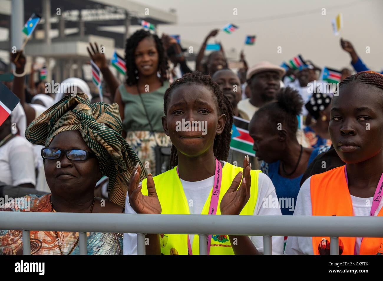 Sunday February 5th 2023: Juba South Sudan. A young girl cries ahead of ...
