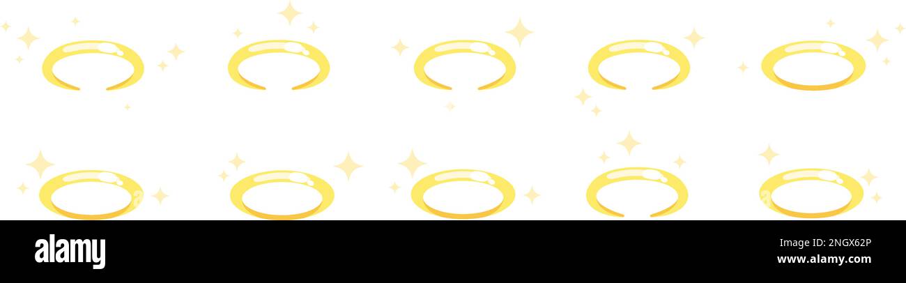 Golden rings, nimbus with stars compositions. Various halo elements ...