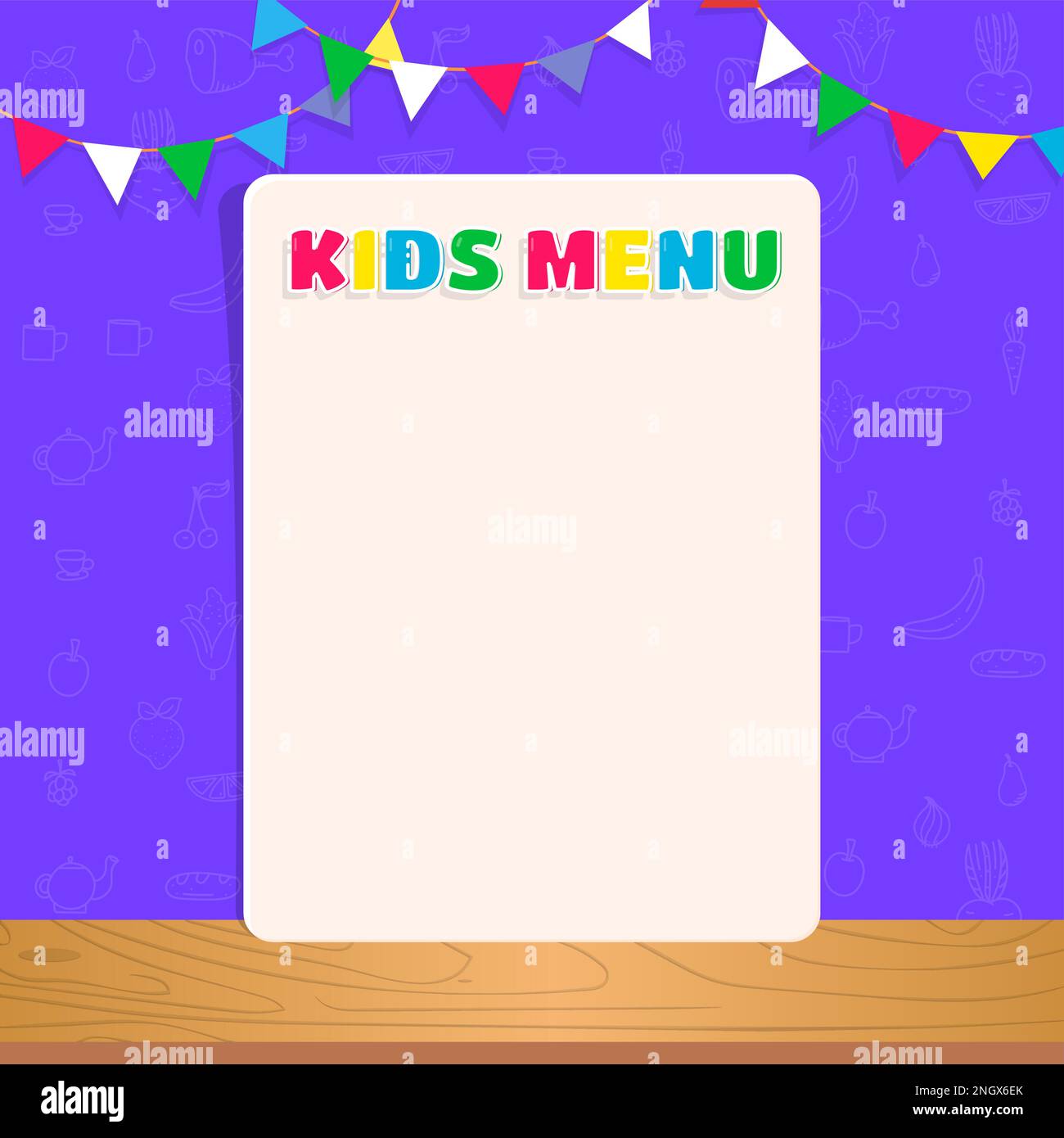 Empty kids menu blank template. Food festival, birthday party or ...