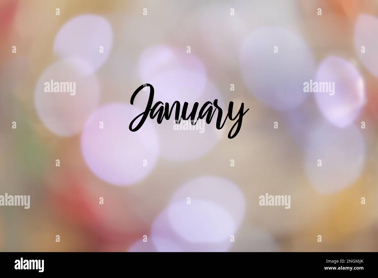 A blurred colorful background with the name "January" in English ...