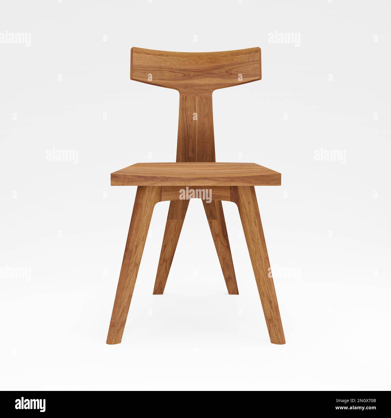 3D rendering Modern Dark Wood Chair on White Background, Front of Chair ...