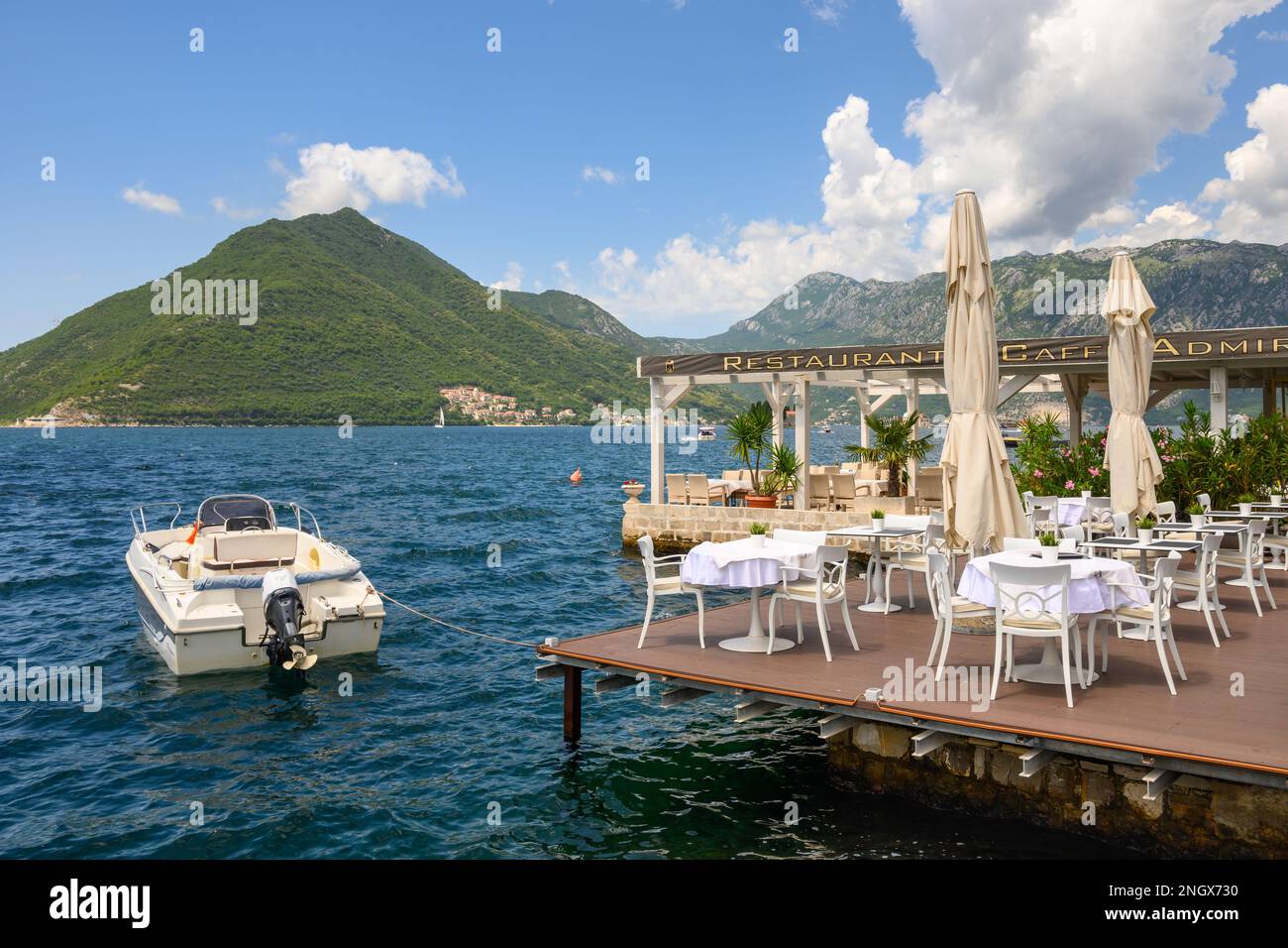 Perast, Montenegro - June 6, 2022: Seaside restaurant cafe in the ...