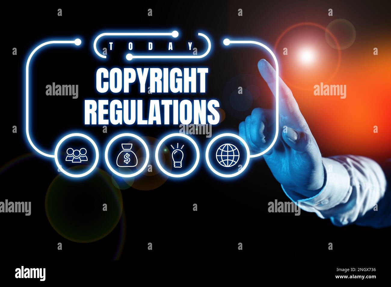 Writing displaying text Copyright Regulations. Word Written on body of ...