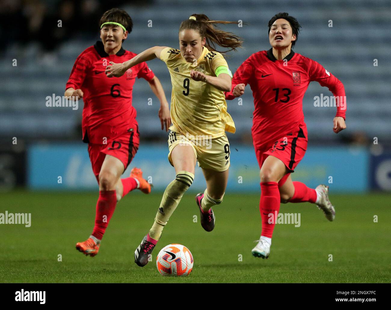 Belgium's Tessa Wullaert in action against South Korea's Lim Seon-joo ...