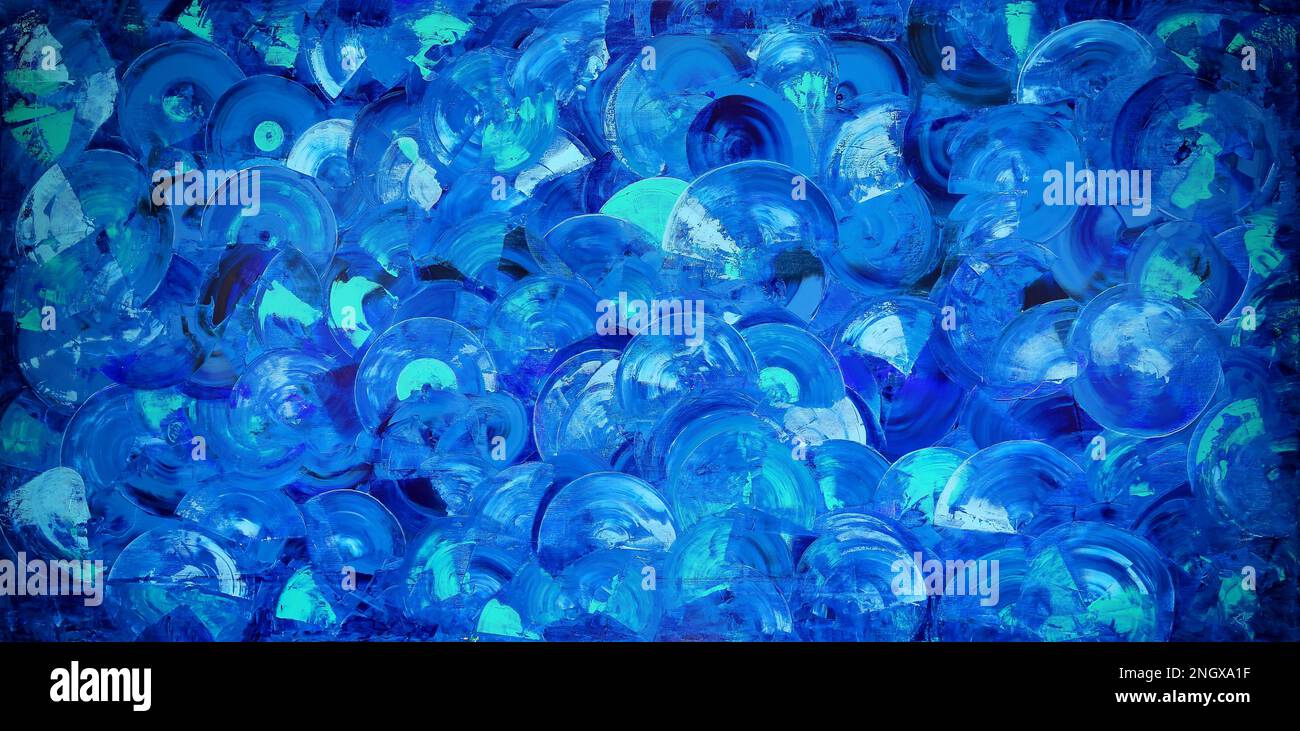 Abstract art painting about blue vinyl records Stock Photo - Alamy