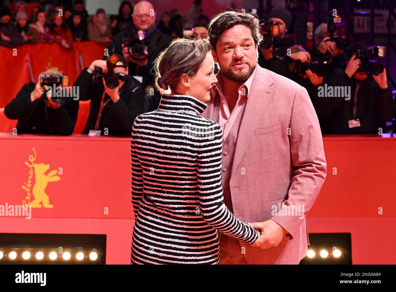 Berlin, Germany. 19th Feb, 2023. Actress Vicky Krieps and actor Ronald ...