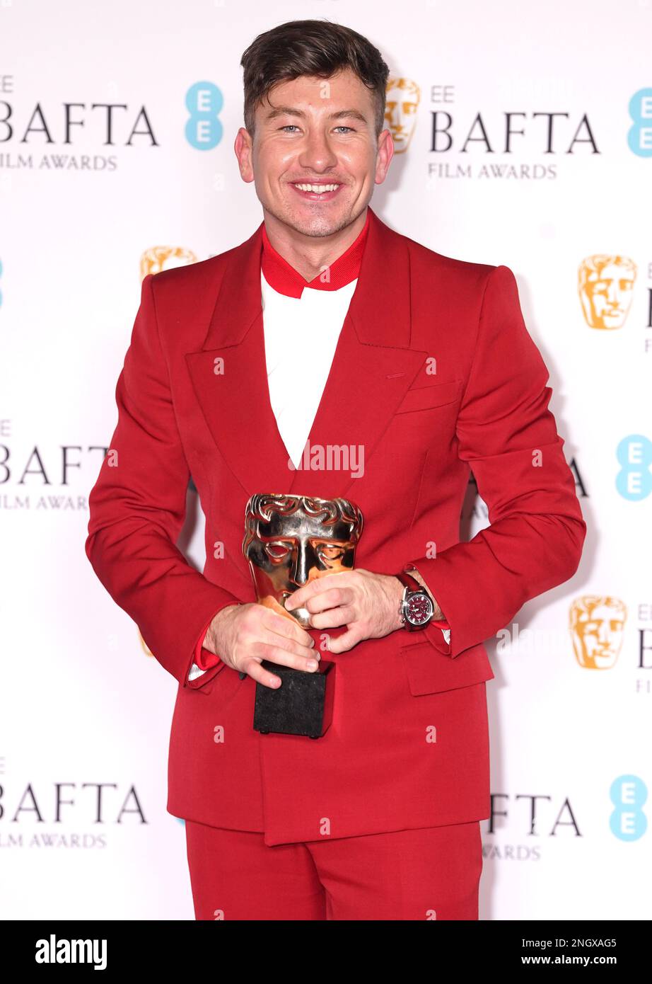 Barry Keoghan poses with the award for Best Supporting Actor for The ...