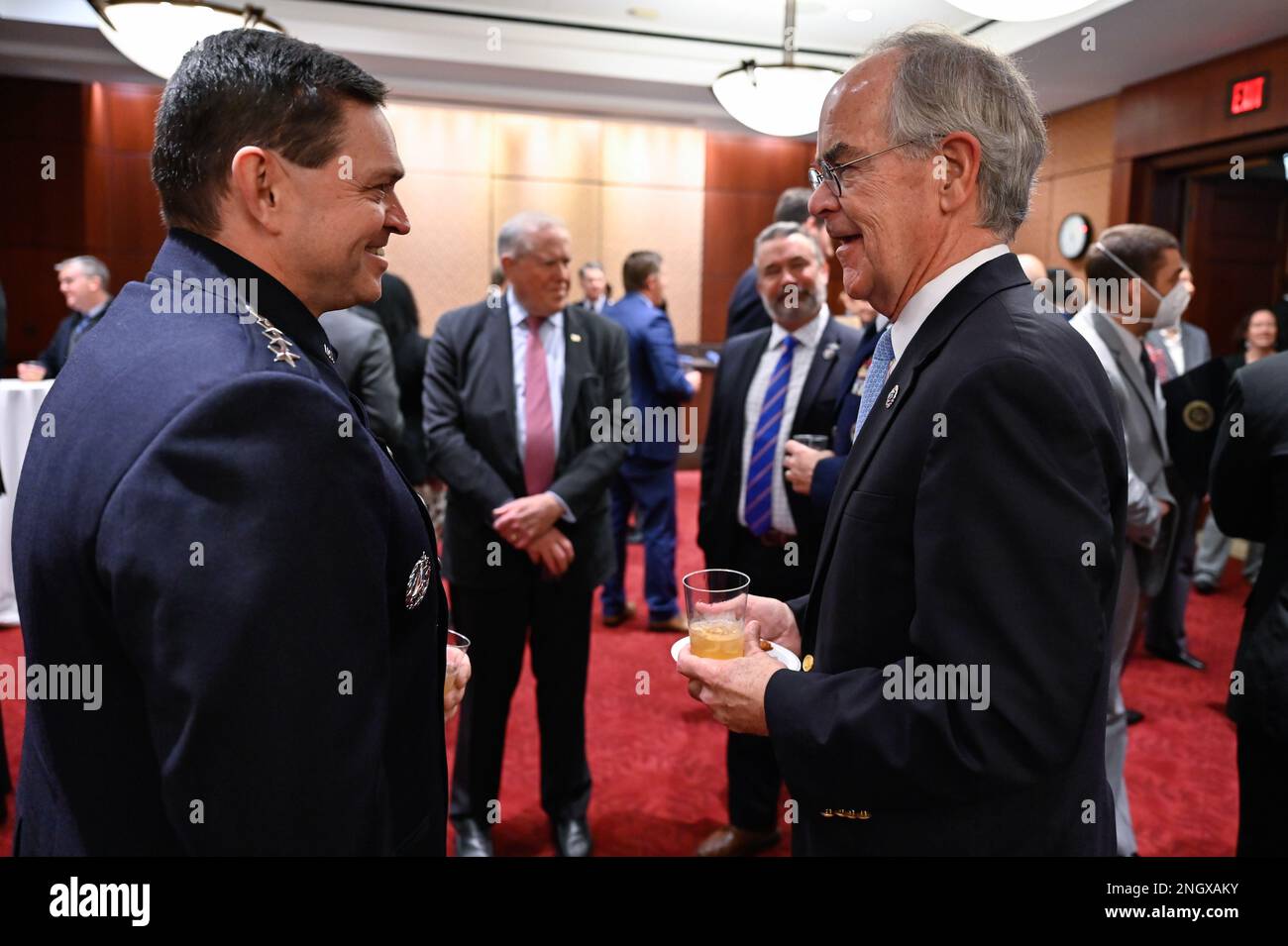 Chief of Space Operations Gen. Chance Saltzman speaks with Rep. Jim ...