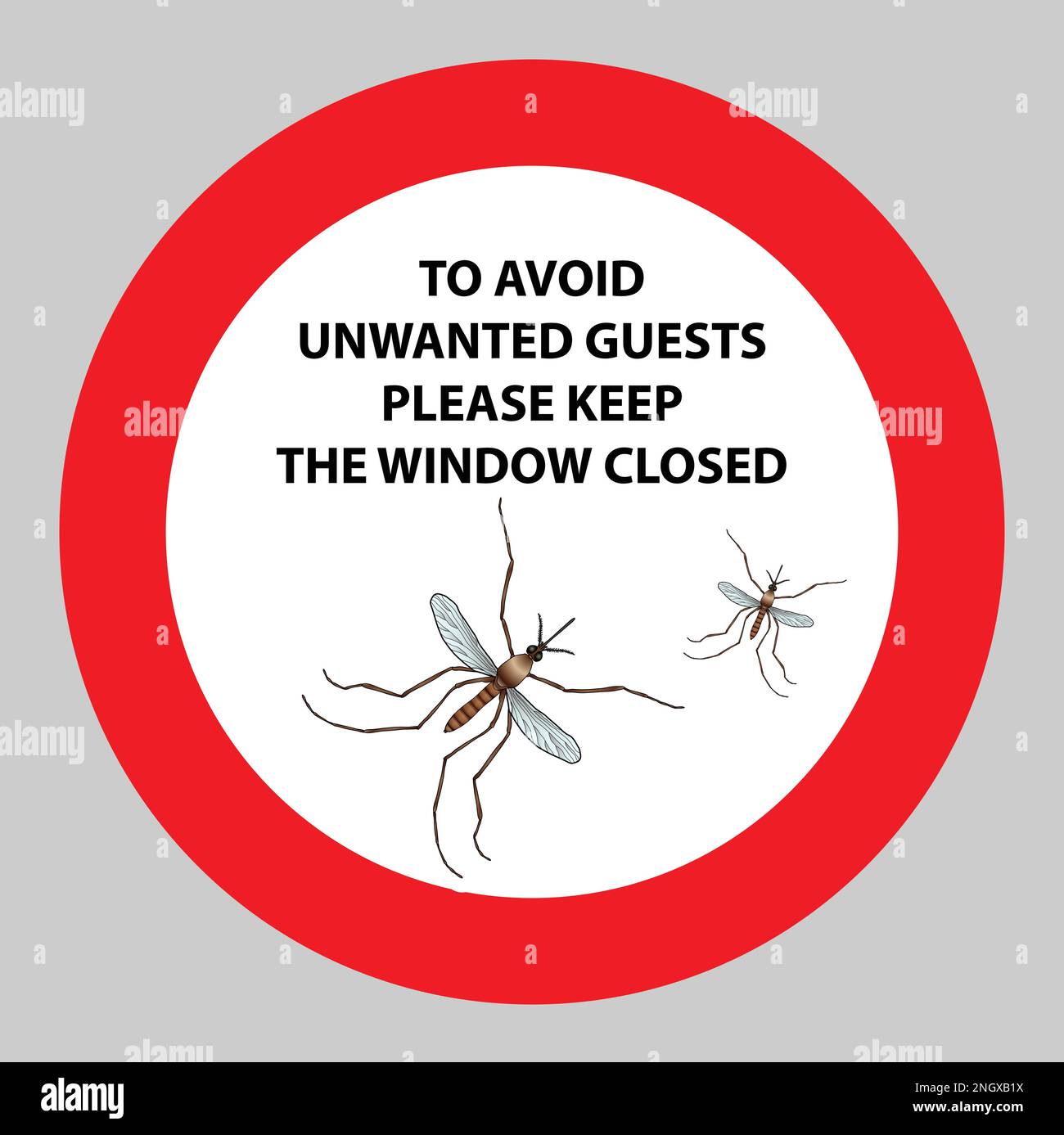 Sticker with Warning sign insect icon mosquito. Mosquito Silhouette ...