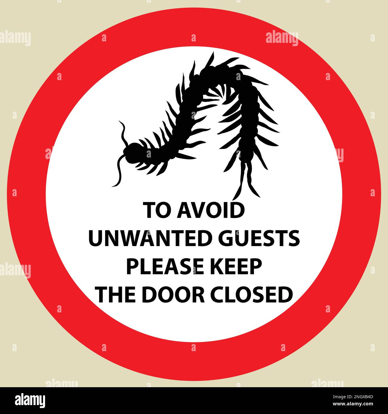 Sticker with Warning sign insect icon centipede . Silhouette hand-drawn ...