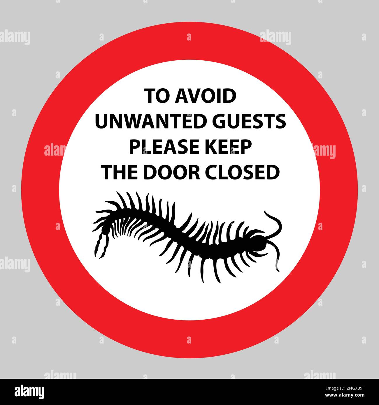 Sticker with Warning sign insect icon centipede . Silhouette hand-drawn ...