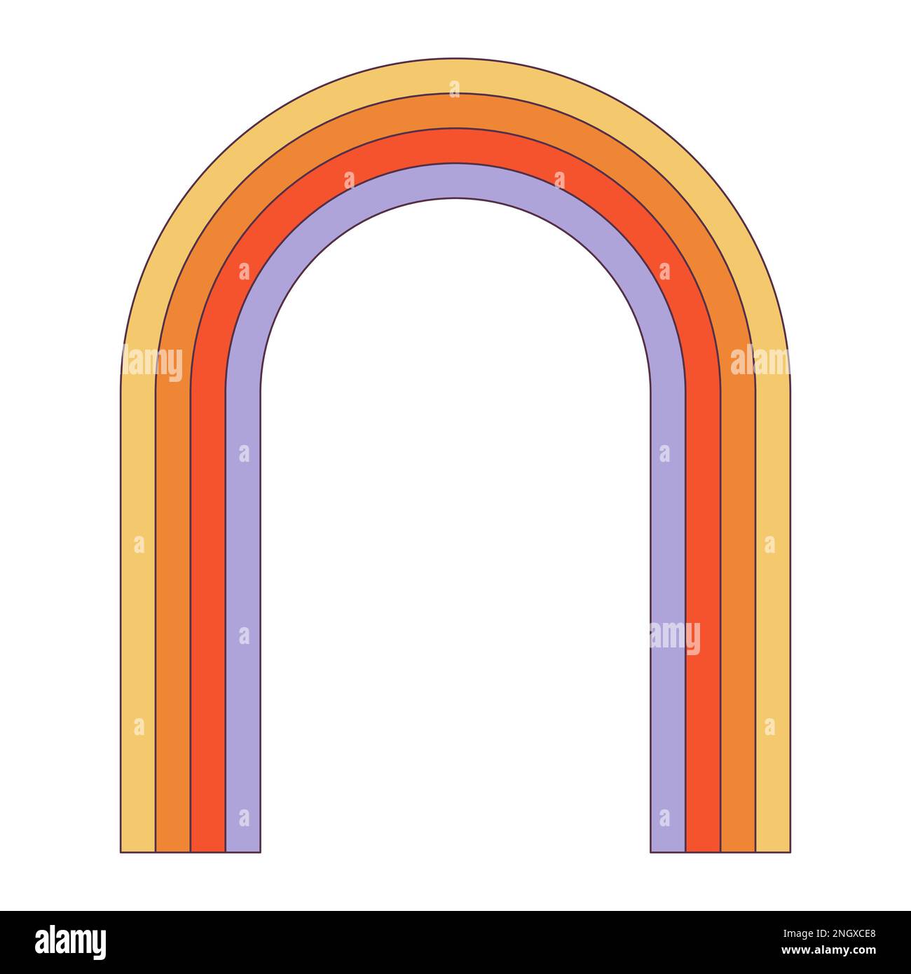 Retro groovy rainbow hipster arch. Psychedelic hippie rainbows wave ...