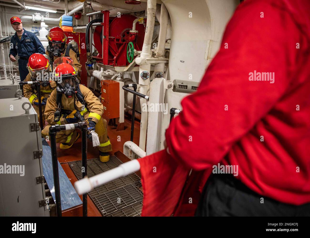 MEDITERRANEAN SEA (Nov. 30, 2022) Sailors fight a simulated fire in the ...