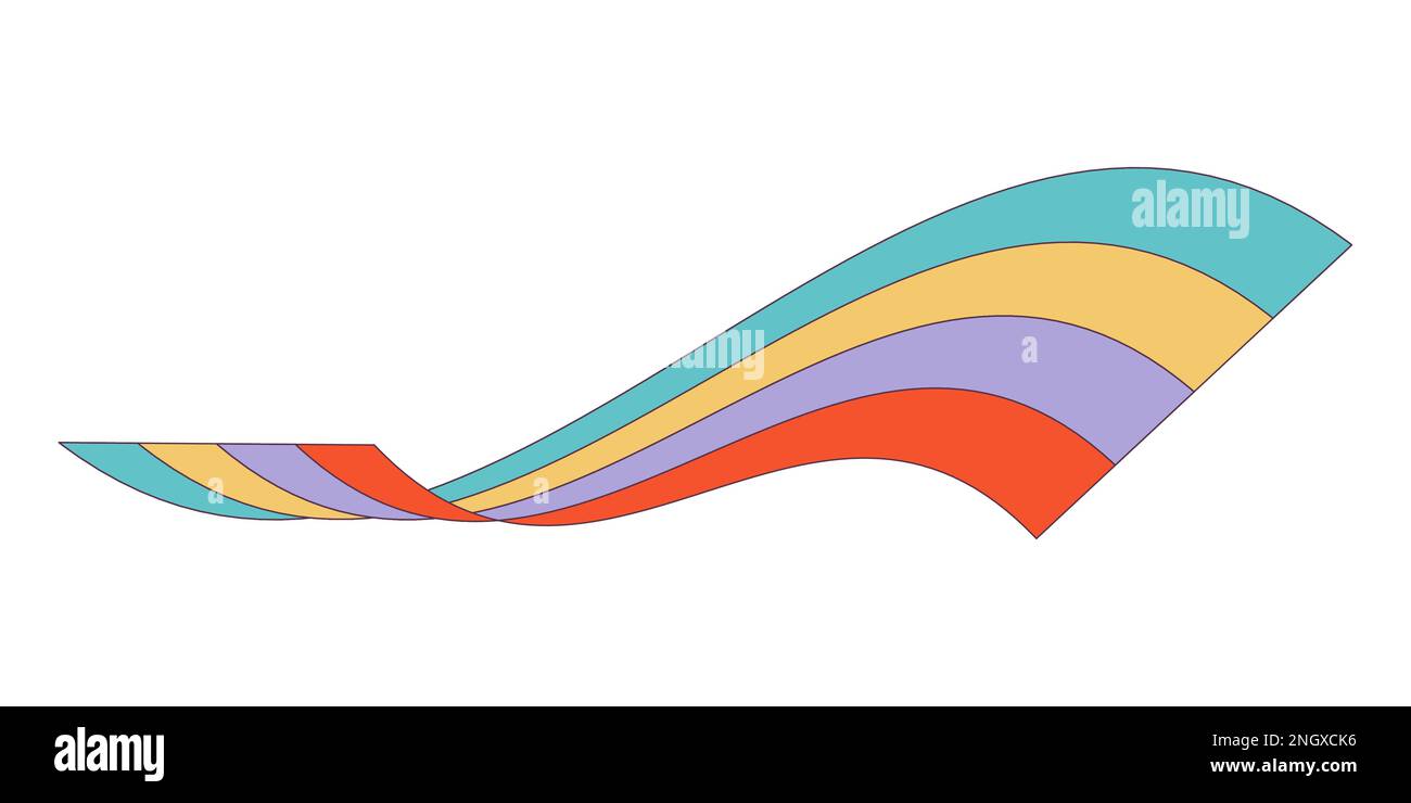 Retro groovy rainbow hipster wave. Psychedelic hippie rainbows wave ...