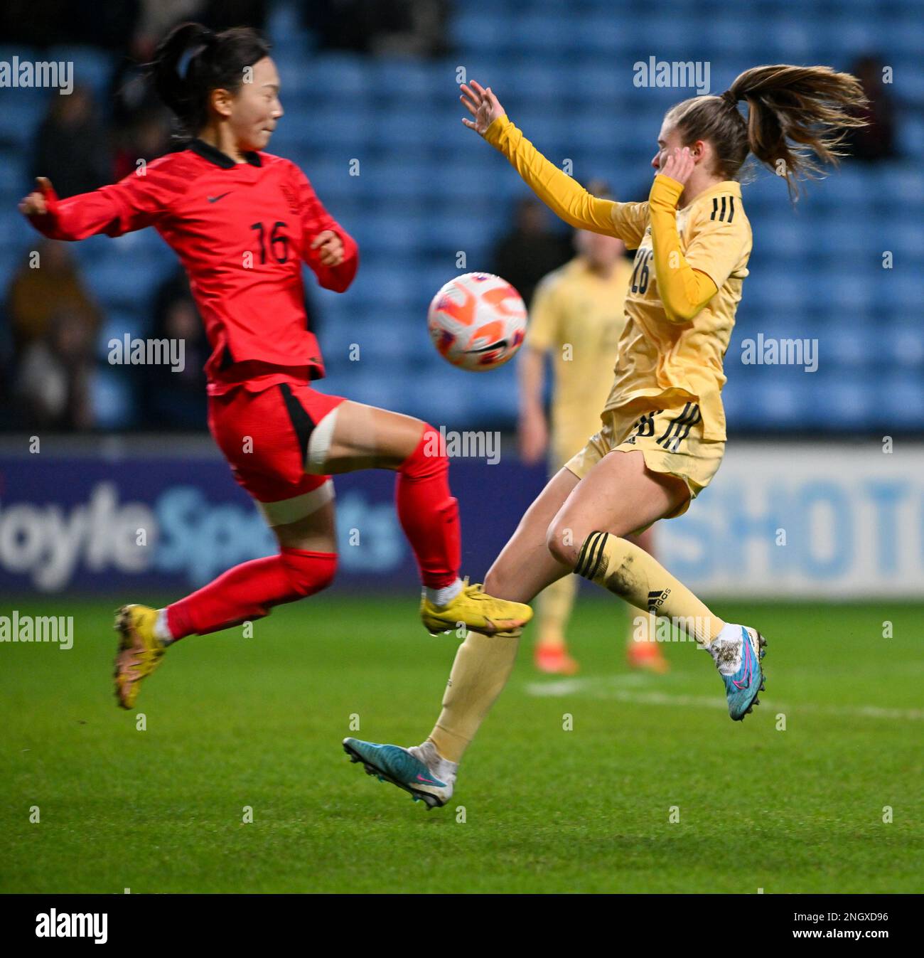 Coventry, UK. 19th Feb, 2023. Selgi Jang (16) of Korea Republic and ...