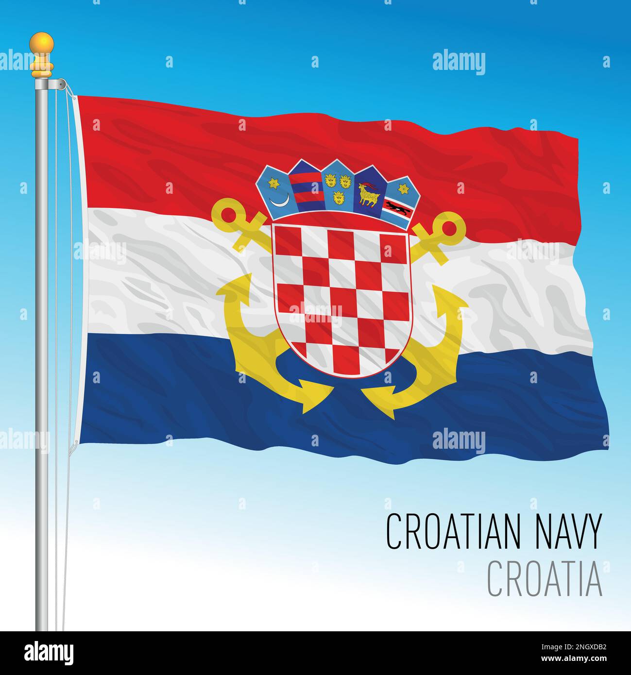 Croatian Navy flag, Republic of Croatia, vector illustration Stock ...