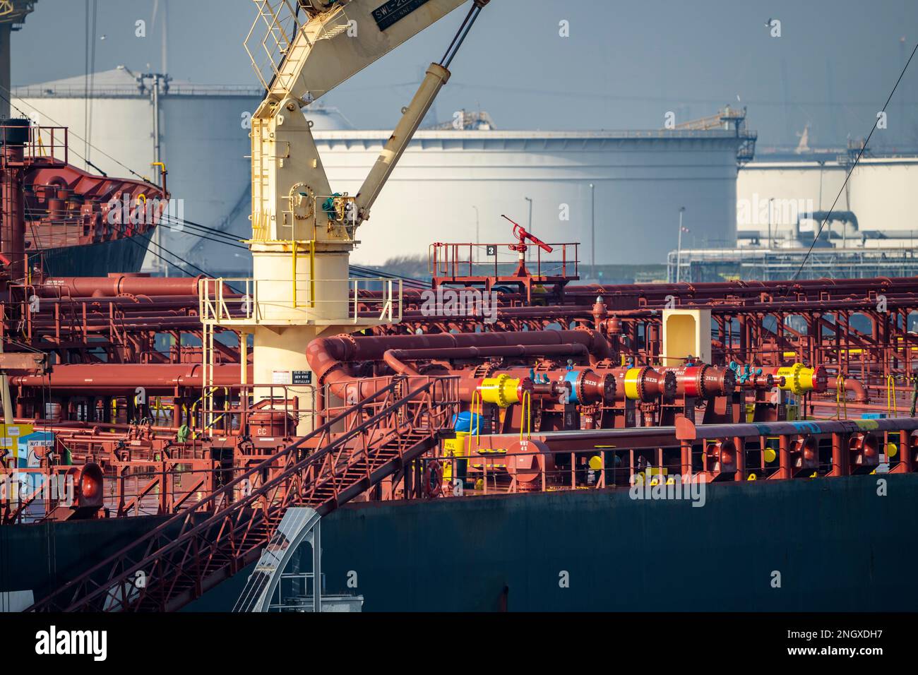 The crude oil tanker HOJO, in the seaport of Rotterdam, in the ...