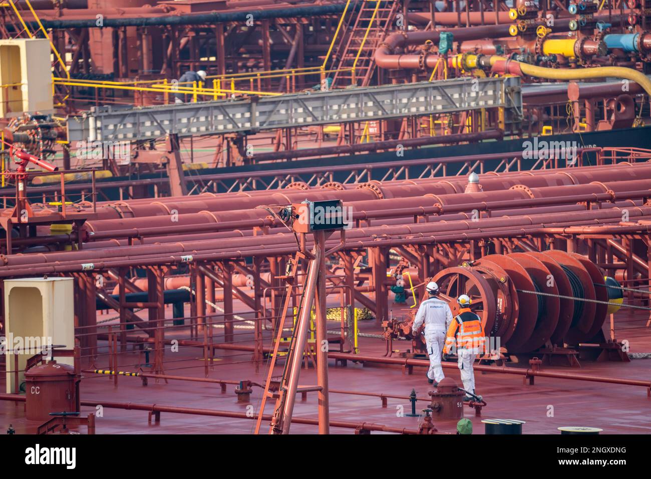 The crude oil tanker HOJO, in the seaport of Rotterdam, in the ...