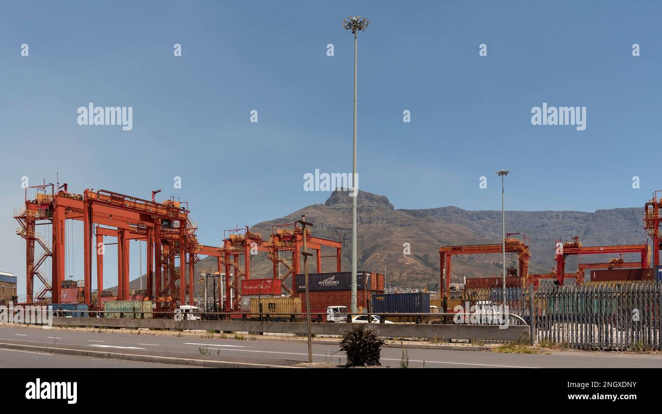 Cape Town South Africa. 2023. Container terminal gantry's on the ...