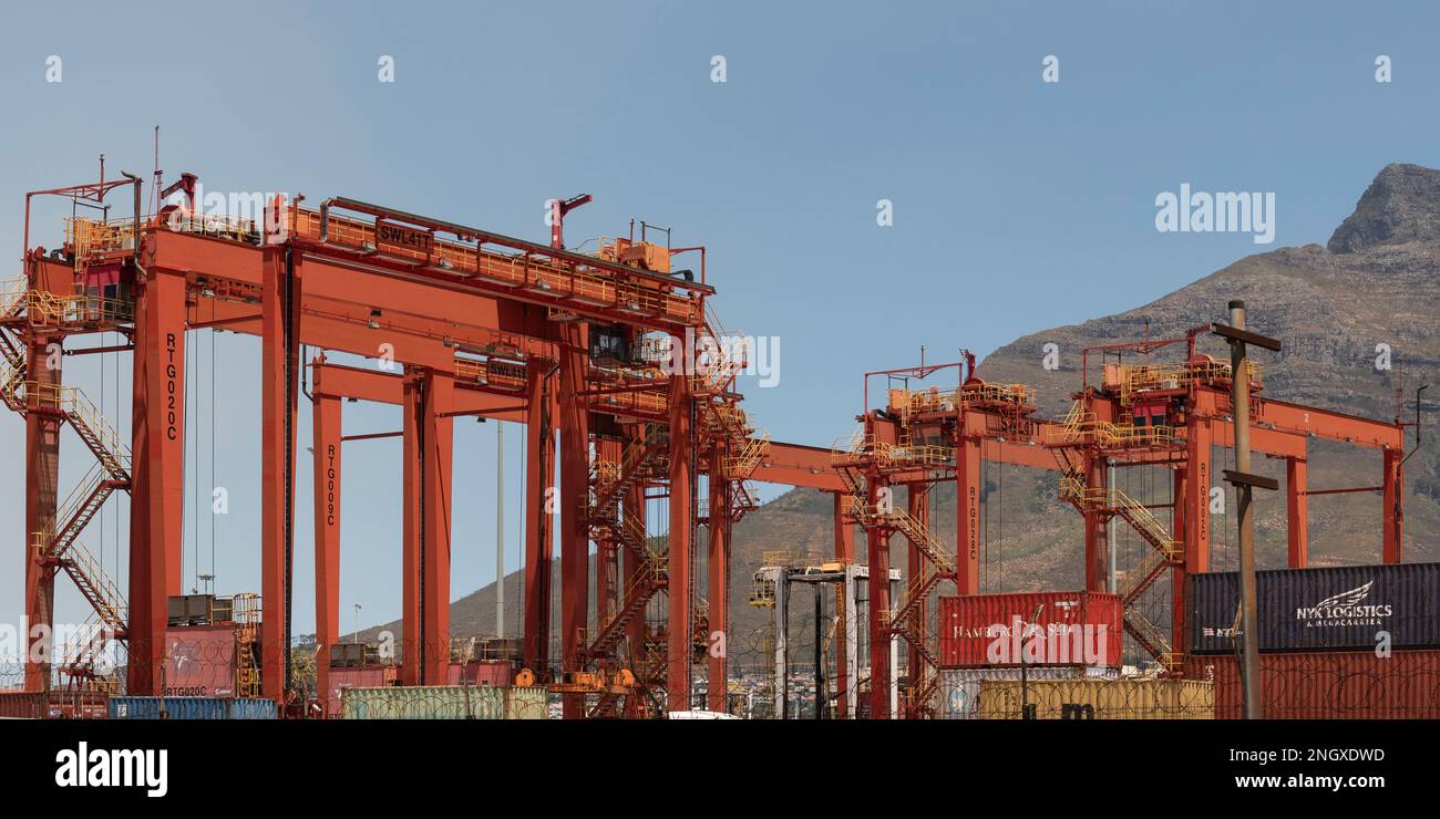 Cape Town South Africa. 2023. Container terminal gantry's on the ...