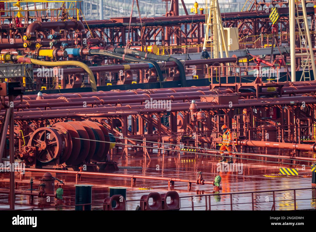 The crude oil tanker HOJO, in the seaport of Rotterdam, in the ...