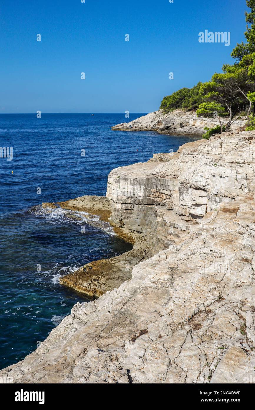 Vertical View of Pula Rocky Beach in Europe. Beautiful Scenery of Stony ...