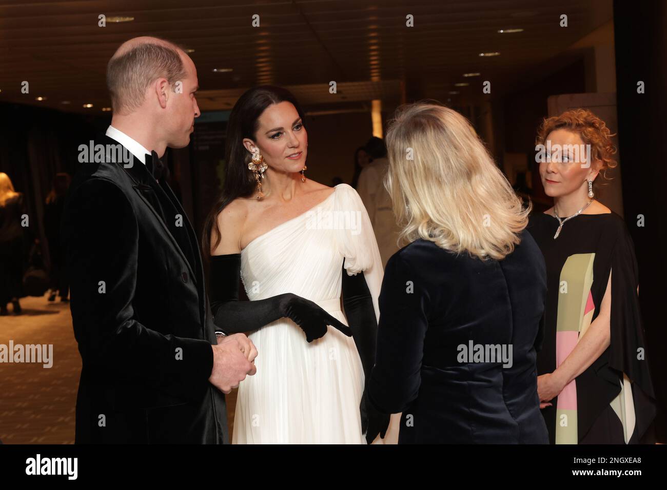 The Prince and Princess of Wales speak to guests and Anna Higgs, Chair ...