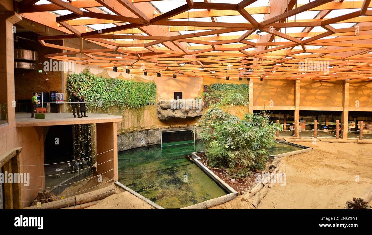 Lodz, Poland. 16 February 2023. Orientarium Zoo Lodz. Elephant paddock ...
