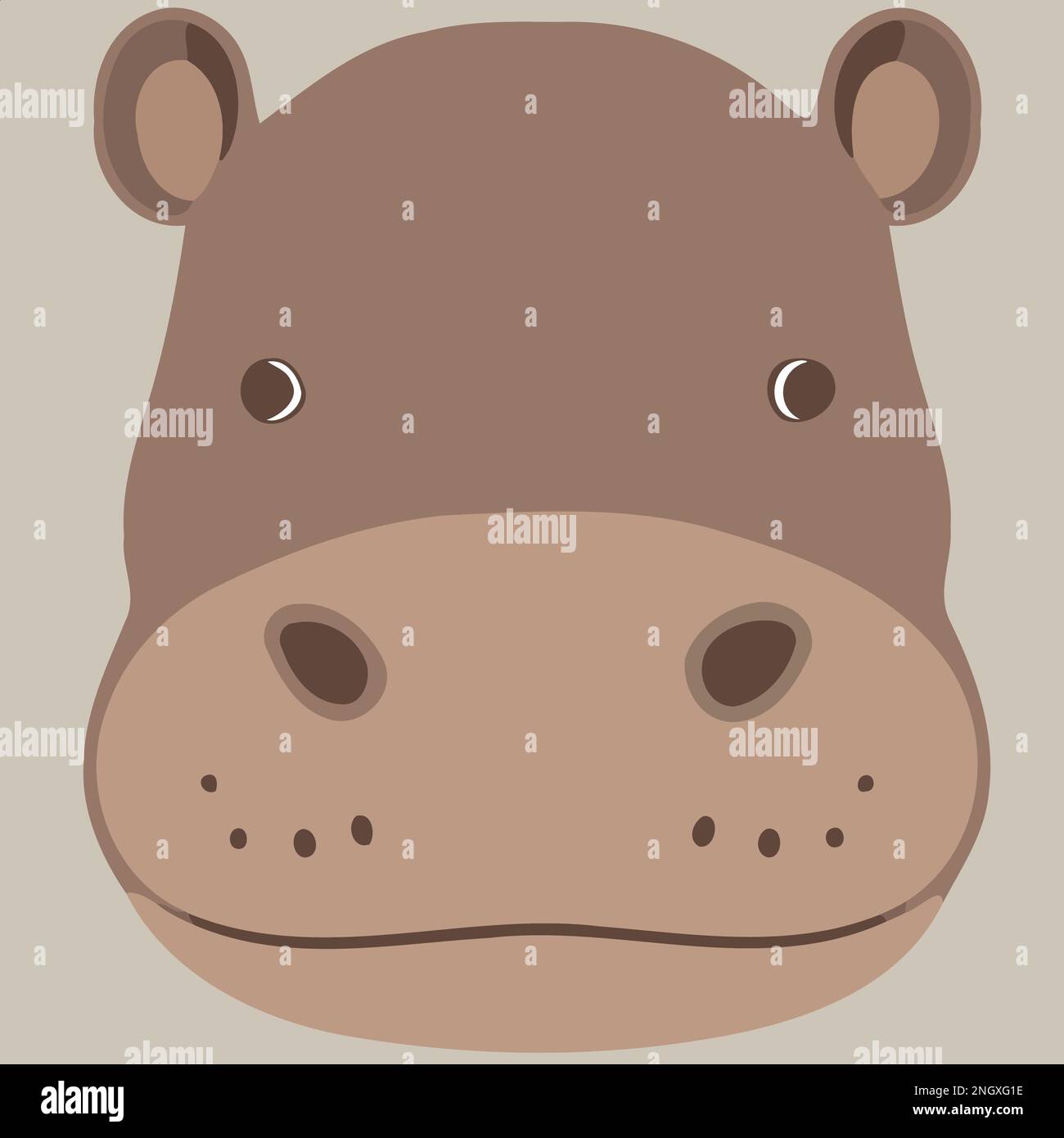 common hippopotamus herbivore mammal animal face Minimalist vector ...
