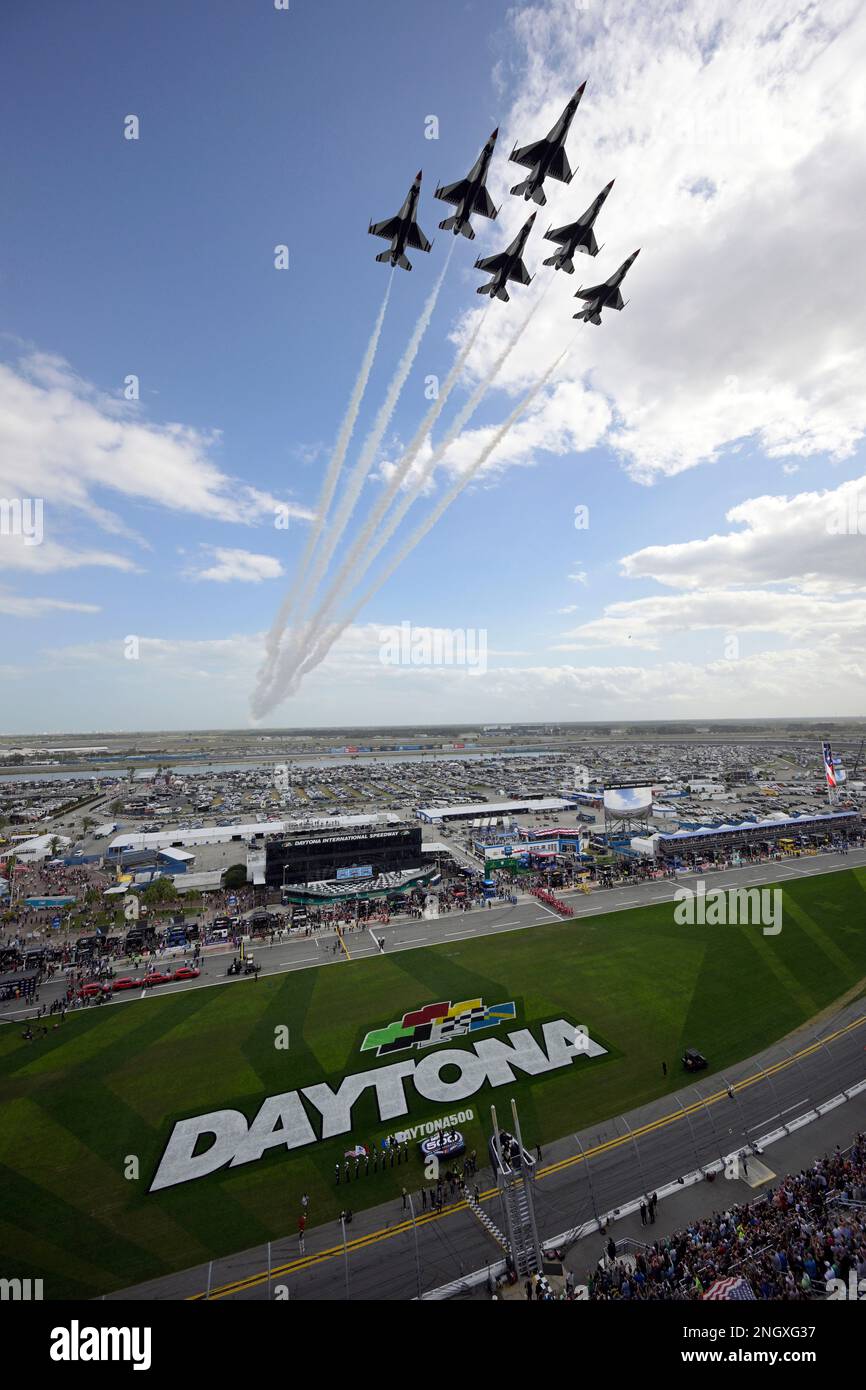 The United States Air Force Thunderbirds perform a flyover during the ...