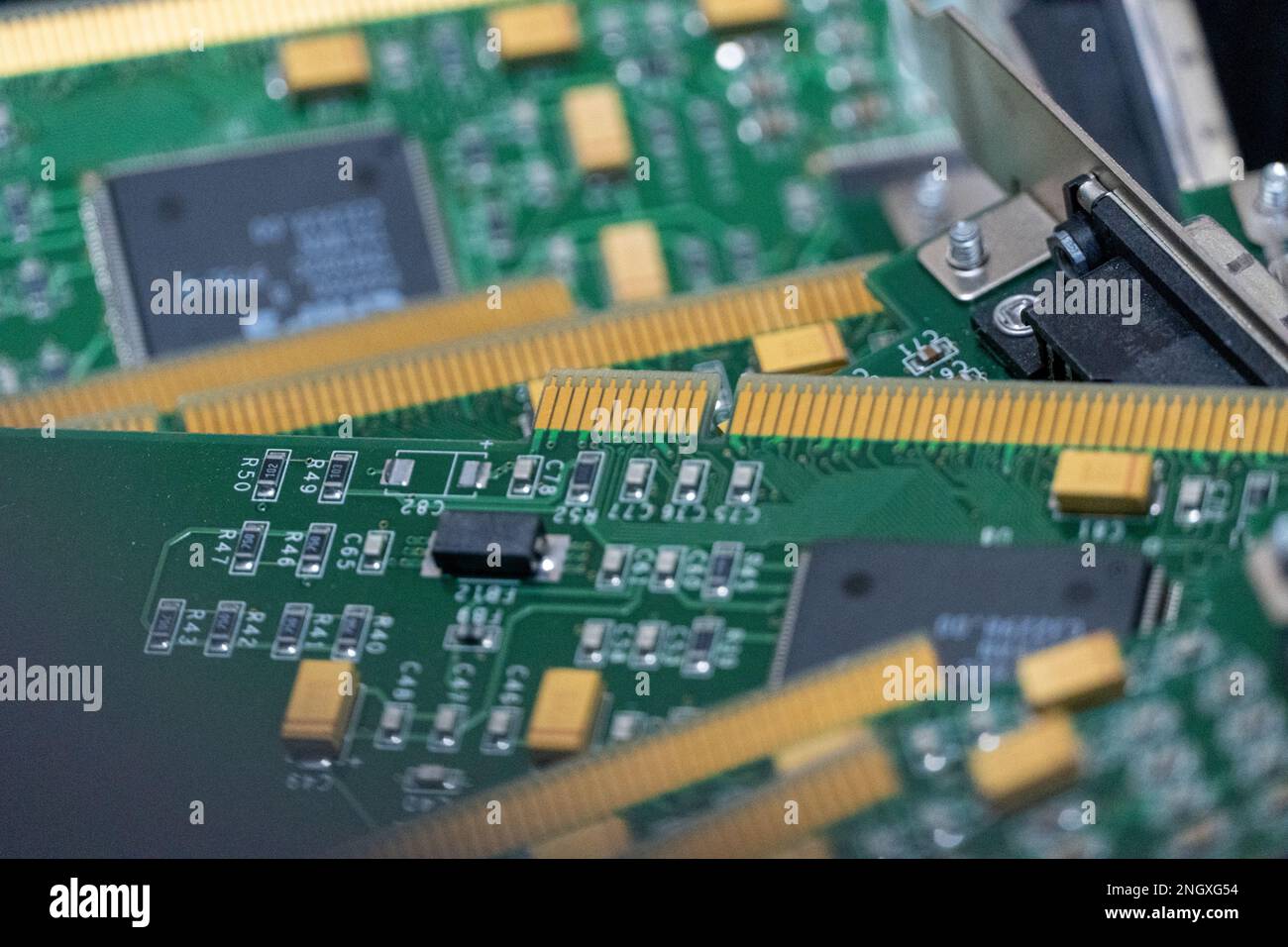 Photo of several ethernet cards commonly used in tower-type computers ...