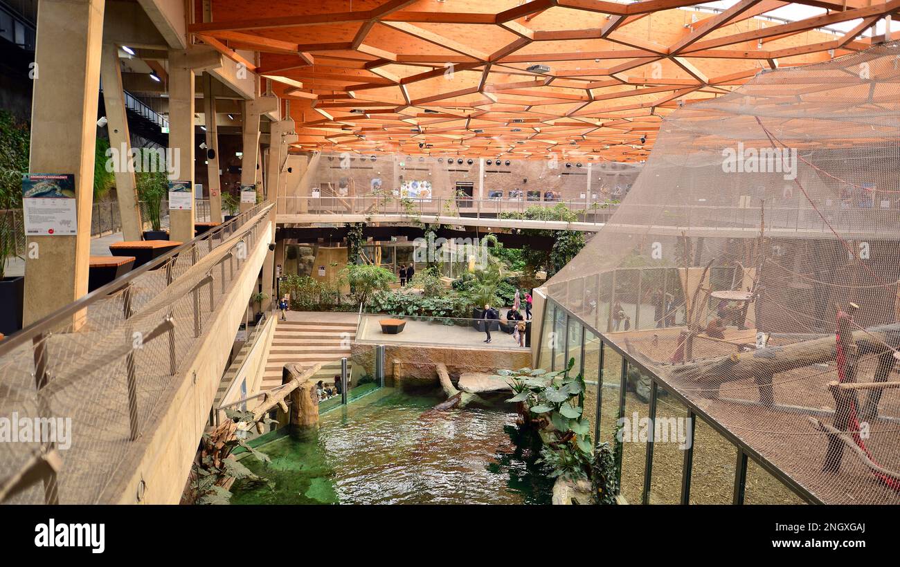 Lodz, Poland. 16 February 2023. Orientarium Zoo Lodz. Modern interior ...