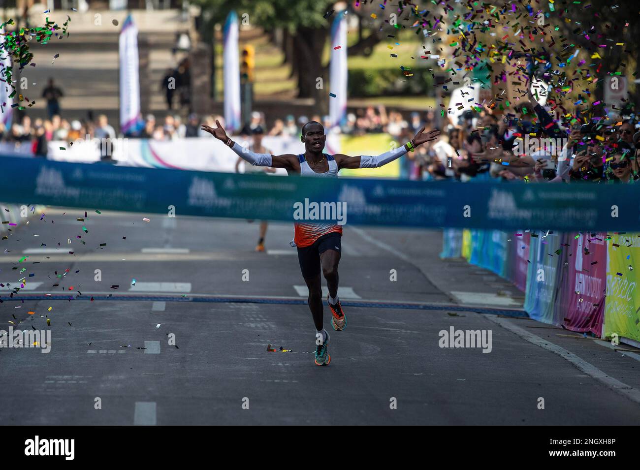 February 19, 2023: George Onyancha (14) takes the win 2:16:33 menÕs ...