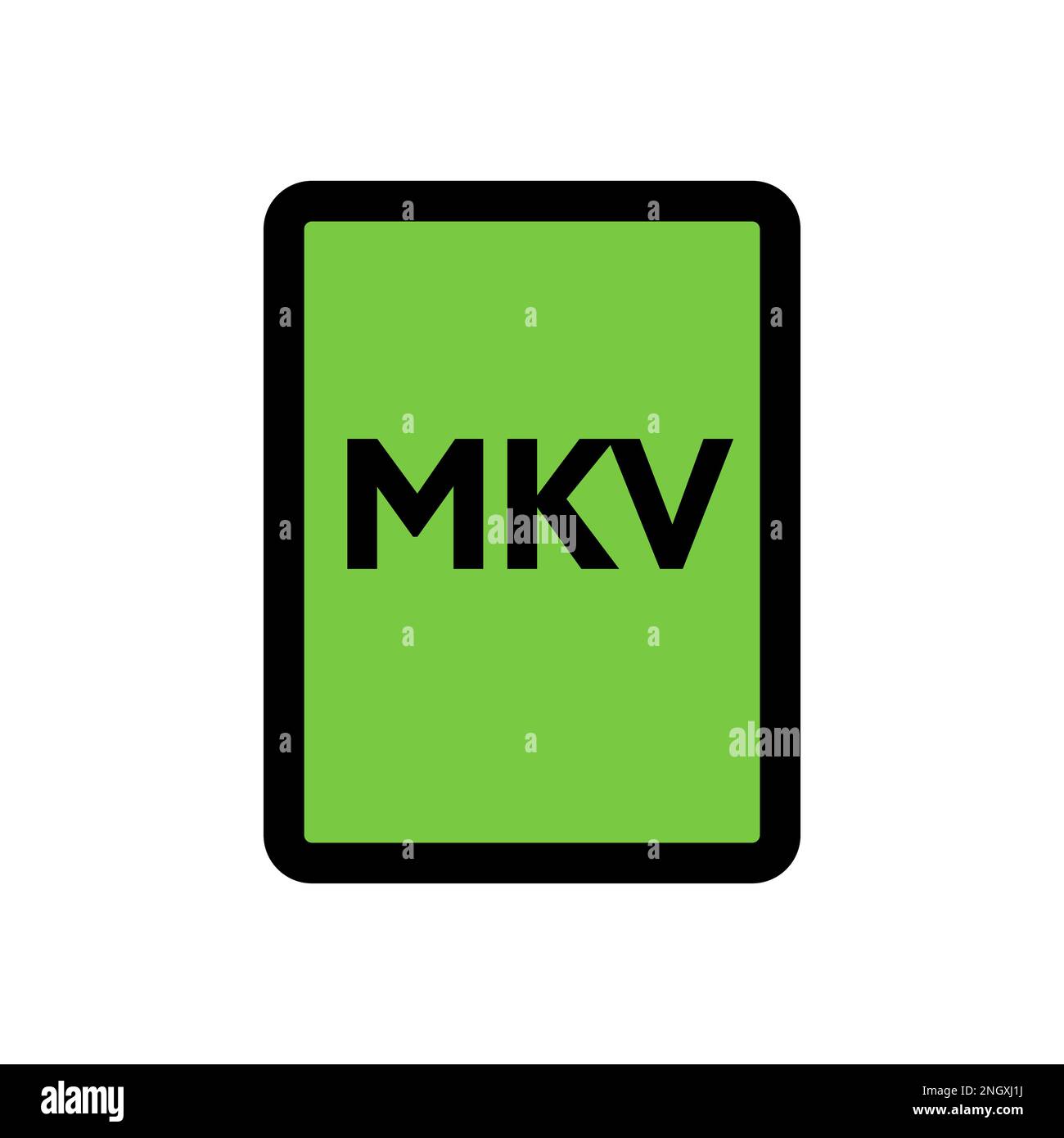 MKV file icon line isolated on white background. Black flat thin icon ...