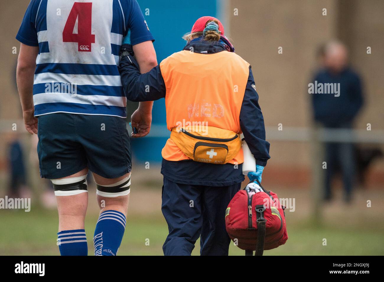 English mens amateur Rugby Union players playing in a league game and ...