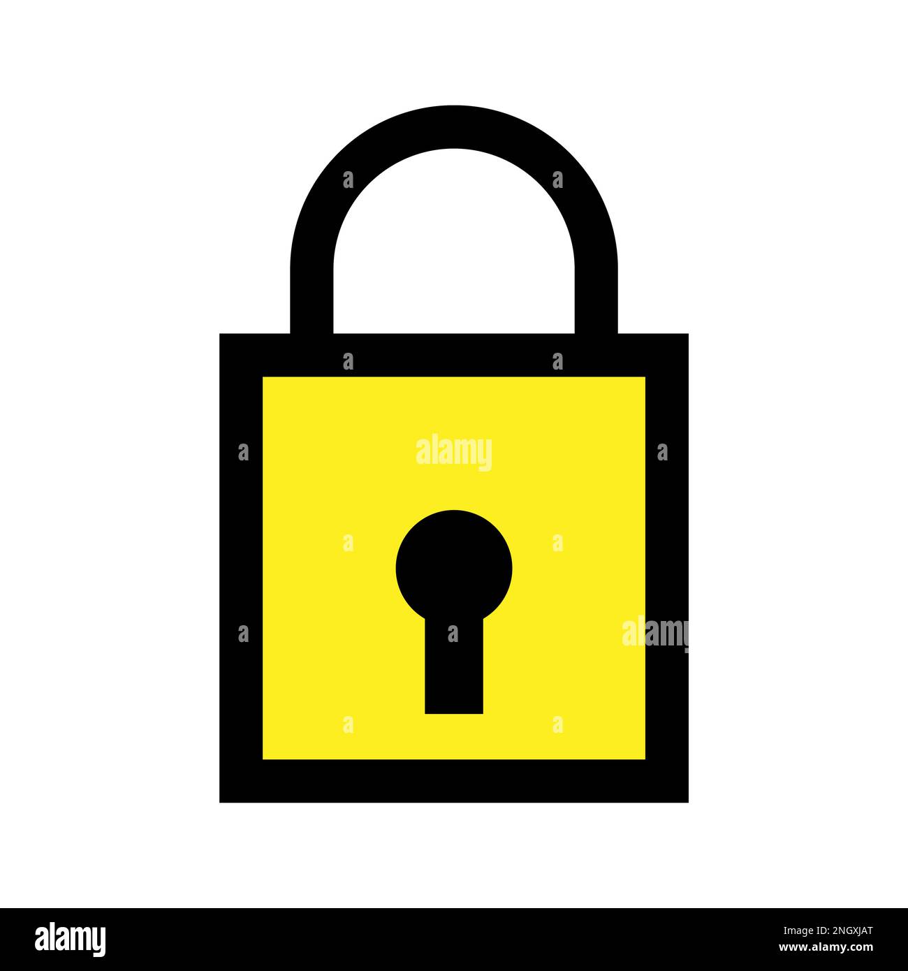 Padlock icon line isolated on white background. Black flat thin icon on ...