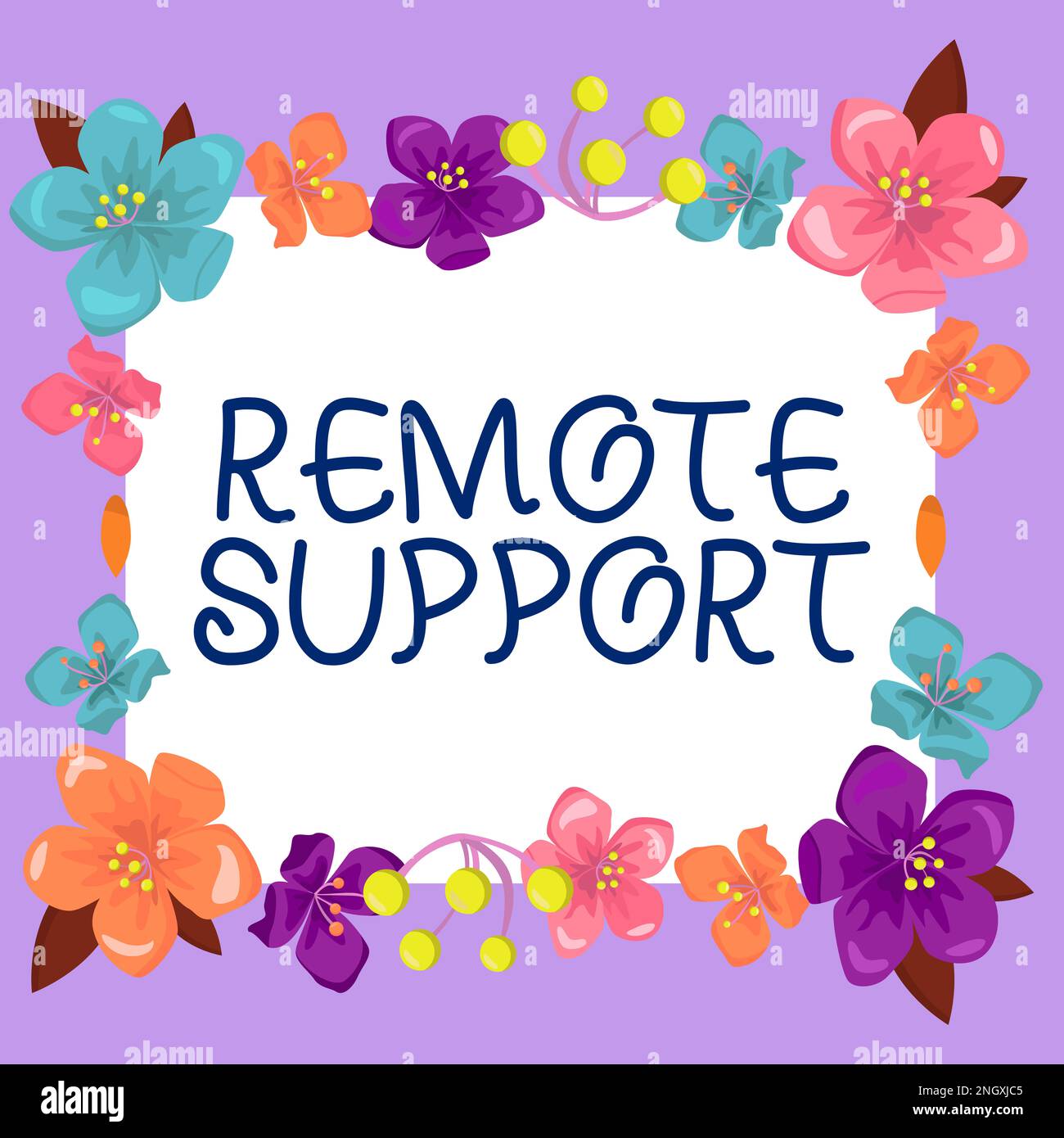 Text caption presenting Remote Support. Business overview help end-users to solve computer ...