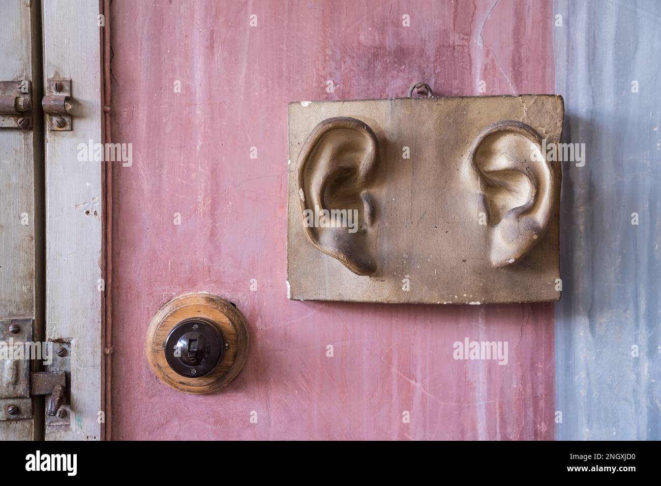 Detail of the studio at Charleston House (plaster cast of human ears ...