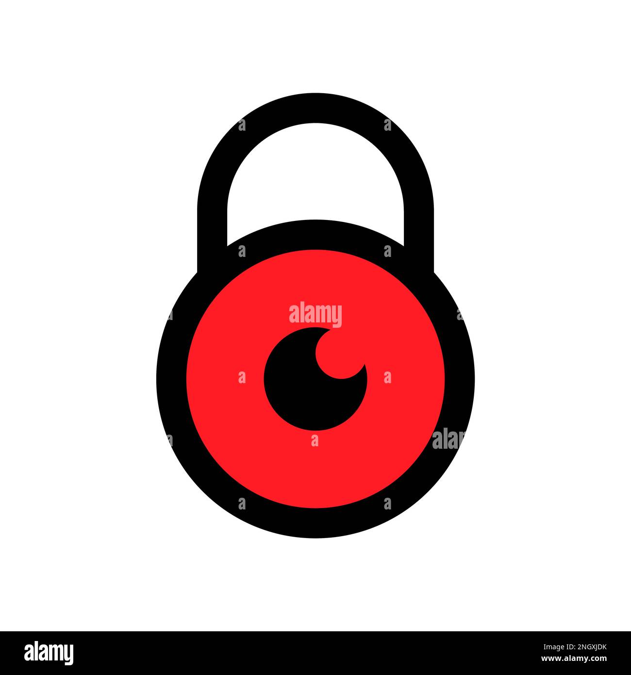 Circle padlock icon line isolated on white background. Black flat thin ...