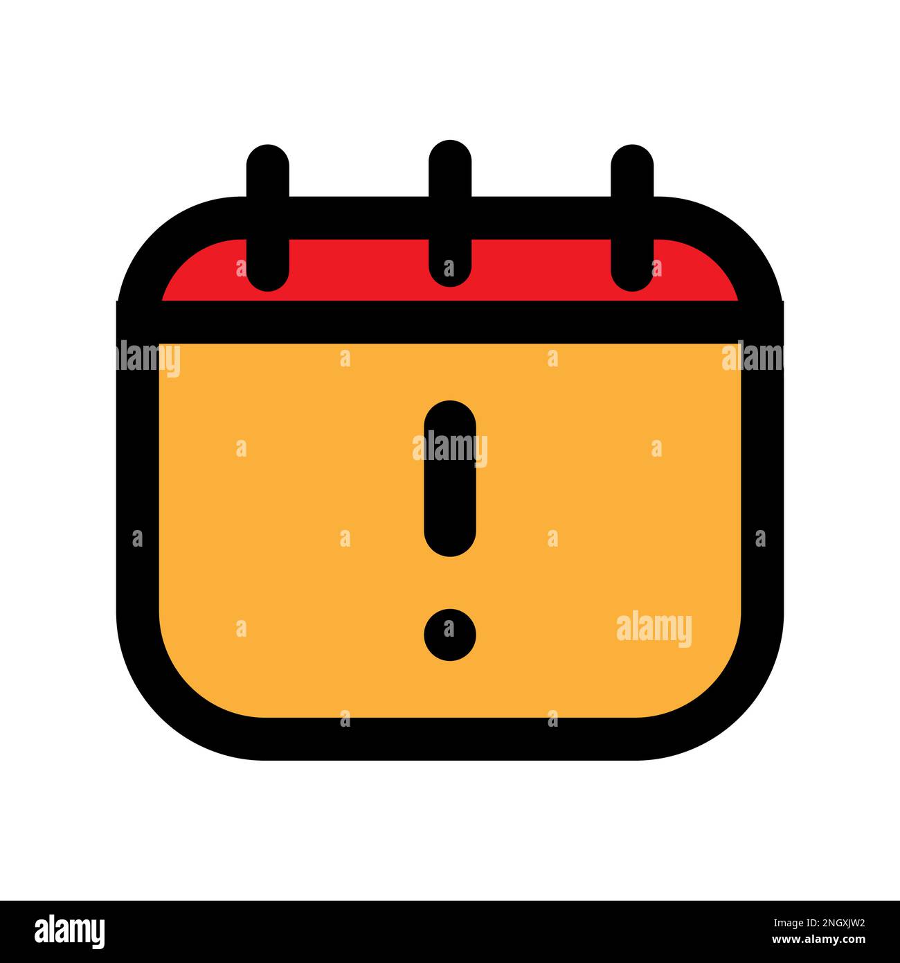 Calendar warning icon line isolated on white background. Black flat ...